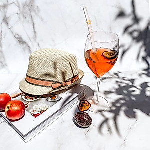 Reusable Glass Straw with Flower,Shatter Resistant Bend Glass Straws with Design Flower Decorative Cocktails Bar Accessories with Cleaning Brush (16)