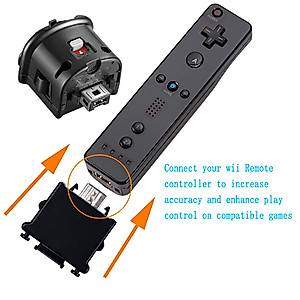 LACTIVX Wii Motion Plus Adapter, 2 Packs Upgraded Motion Attachment for Wii Remote Controller (Black)