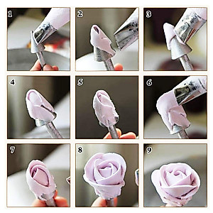 12 PCS Cake Decorating Supplies, Woohome 8 PCS 2 Style Cake Flower Nail, 2 PCS Flower Lifters and 1 PCS Wood Flower Nails Holder, 1 PCS Cake Icing Dispensers for Icing Flowers Decoration