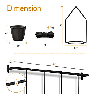 Dobyusf 4pcs Hanging Planters for Indoor Plants with Plastic Pots, Outdoor Hanging Planters Flower Pots Basket for Wall or Ceiling, Black