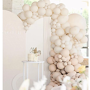 154pcs Ivory White Balloons White Sand White Cream Beige Balloon for Balloon arch Different Sizes 5/10/12/18 Inch Balloon Garland Kit for Wedding Birthday Party Supplies Bridal Shower Decorations