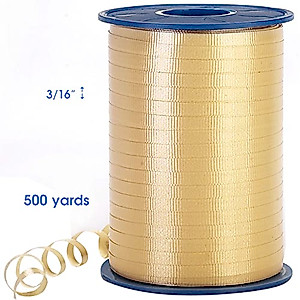 Morex Ribbon Crimped Curling Ribbon Morex, 3/16" x 500 yd, Soft Gold