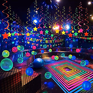 Neon Glow Party Balloons Glow in the Dark Balloons 12 Inch UV Latex Blacklight Balloons for Fluorescent Party Supply (60)