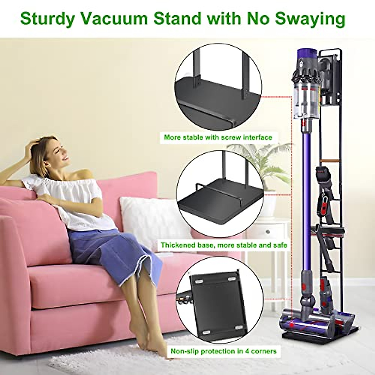 Haturi Vacuum Stand for Dyson V15 V11 V10 V8 V7 V6 & Under Sink Organizers and Storage