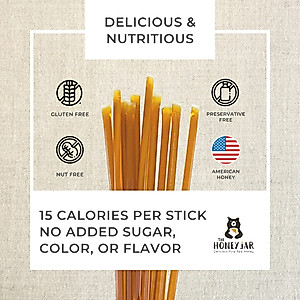 The Honey Jar Plain Raw Sticks - Pure Straws For Tea, Coffee, or a Healthy Treat - One Teaspoon of Flavored Honey Per Stick - Made In The USA with Real Honey - (100 Count)