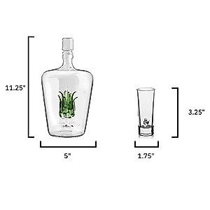 Tequila Decanter Tequila Glasses Set with Agave Decanter and 6 Agave Sipping Shot Glass, Perfect for Gifts for Tequila Lovers, 25 Ounce Bottle, 3 Ounce Tequila Party Decorations Cinco De Mayo (Agave)