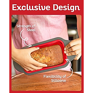 Boxiki Kitchen Baking Essentials - 12 Cup Mini Muffin Pan with Silicone Liners & Silicone Bread Loaf Pan 9 x 5 Inch.