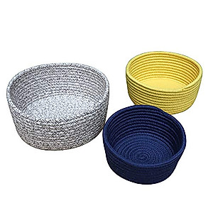 cssdesign Set of 3 Mini Woven tton Rope Nursery Baskets,100 tton Rope Woven orage Boxes,ackable Multipurpose Organizer Bins for Toys, Diapers, Crafts,Key,Porch, Sundries,Baby’s Montessori WorkToys,