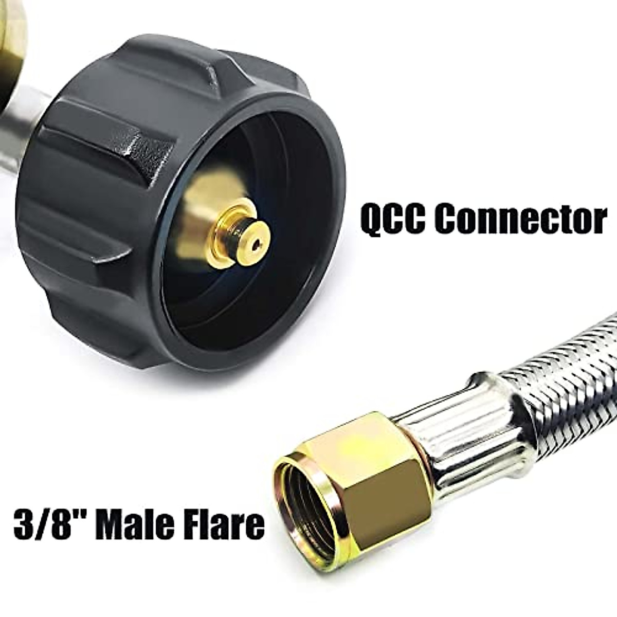 NQN Upgraded 6 FT Stainless Braided Propane Regulator Hose with Gauge, QCC1 Propane Adapter Hose Regulator for 20lb Tank with Elbow Adaptor, Replacement Part for Blackstone Weber LP Gas Grill Heater