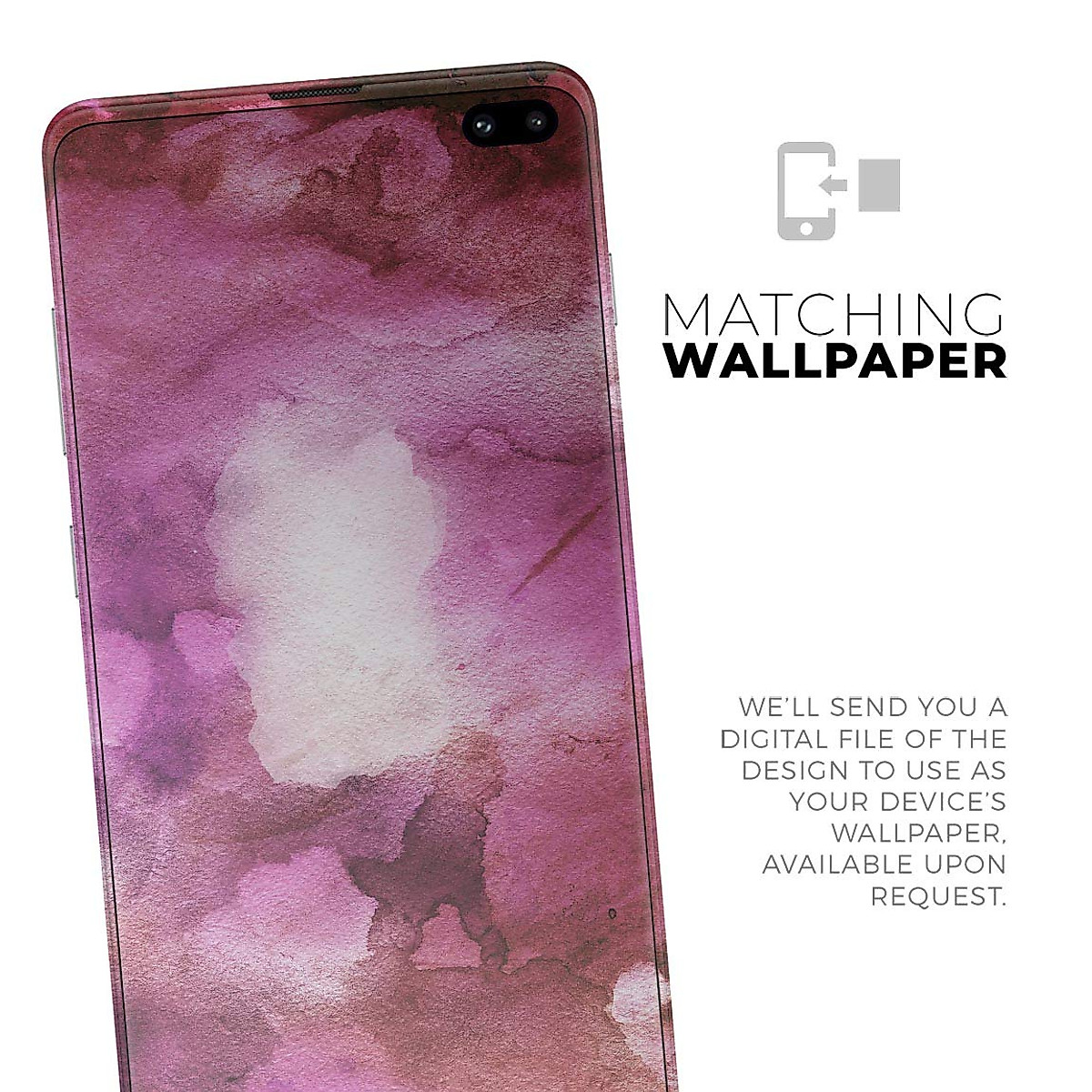 DesignSkinz Pink 72 Absorbed Watercolor Texture Protective Vinyl Decal Wrap Skin Cover Compatible with The Samsung Galaxy S20 (Screen Trim & Back Glass Skin)
