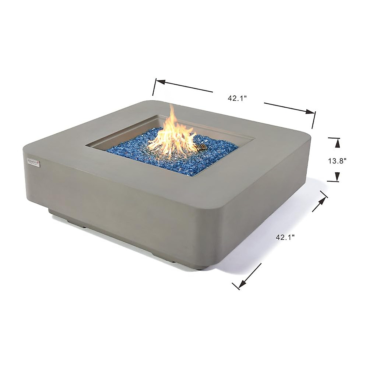 Lucerne Concrete Fire Pit 42".1 x 42 Outdoor Patio Firepit Includes Fire Glass Modern Fire Pits & Outdoor Fireplaces for Garden, Deck, Indoor & Outdoor Heating