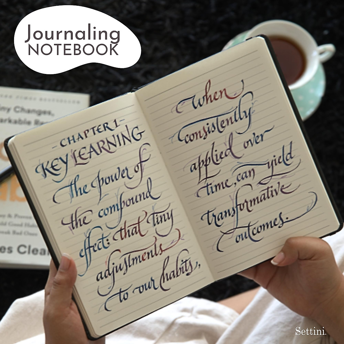 SETTINI Journals for Writing - Gift for Women and Men - Hardcover Notebook - Cute Journal - Lined Journal - Writing Journal -Faux Leather, Elastic Closure, Bookmark, Inner Pocket. Lay Flat (Black Bee)