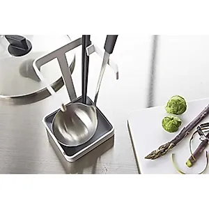Yamazaki Home Ladle Holder-Lid Stand For Utensils In Kitchen,, Steel, Water Resistant, No Assembly Req., White