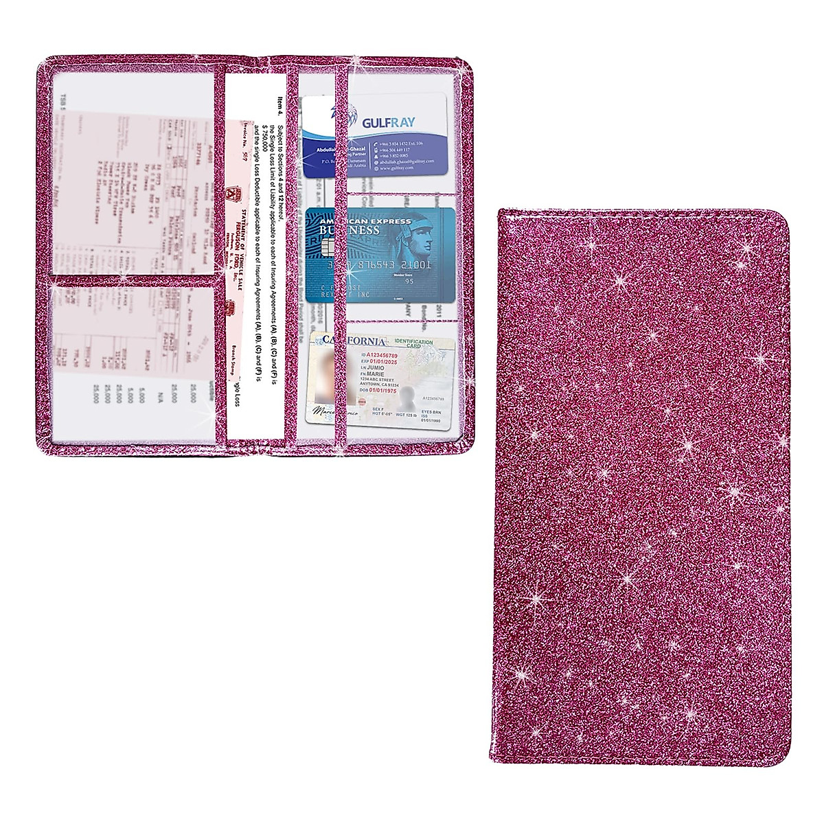 Kewucn Car Registration and Insurance Holder, Leather Auto Glove Box Organizer, Vehicle Compartment Accessories Case for Cards, Driver License & Essential Documents