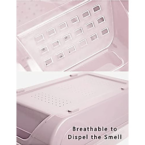 YEAVS 6 Pack Storage Shoe Box Stackable, Thickened Clear Plastic Shoes Containers, Sneaker Organizer Bins with Lids (Pink)