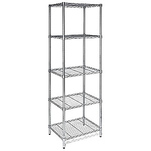ACLULION 5 Wire Shelving Steel Storage Rack Adjustable Unit Shelves for Laundry Bathroom Kitchen Pantry Closet, Black, 22L x 18W x 71H