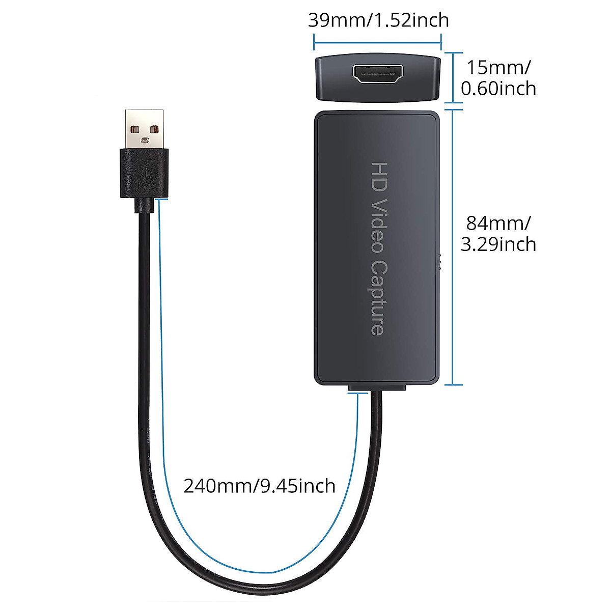 CAMWAY HD Video Capture USB 2.0 HDMI Video Game Capture Card,4k HDMI to USB 2.0 HD Live Capture Game Video Recording Box Support 2Output Capture for Windows Linux Mac OS YouTube OBS Twitch