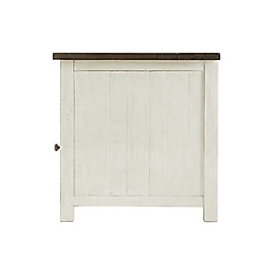 Martin Svensson Home Monterey Chairside Table - Rustic Farmhouse Style with Drawers - Cream White and Brown Top - Bedroom or Living Room Furniture for Storage, Solid Wood, Antique Finish