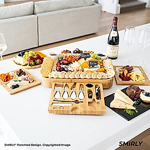 SMIRLY Charcuterie Boards Gift Set: Large Charcuterie Board Set, Bamboo Cheese Board Set - Unique Mothers Day Gifts for Mom - House Warming Gifts New Home, Wedding Gifts for Couple, Bridal Shower Gift