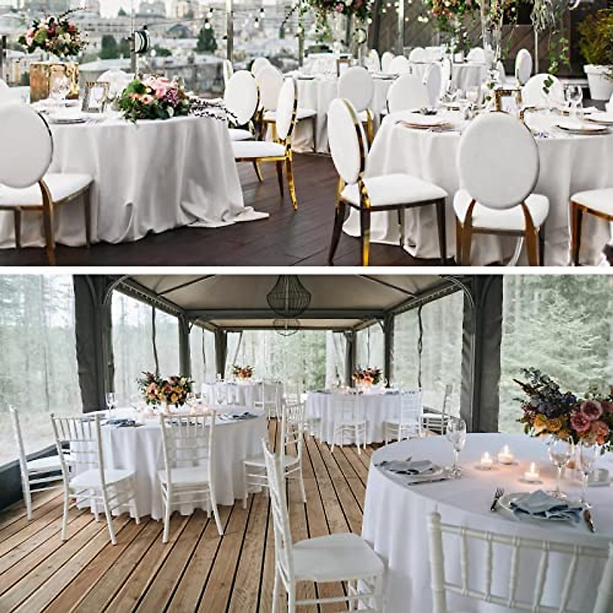 10 Packs Premium Round Tablecloth 90 Inch White Polyester Table Cloth Bulk Washable Polyester Fabric Tablecloths Table Cover for Wedding Party Banquet Buffet Table Holiday Dinner (White, 90 Inch)