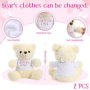 Jexine 2 Pieces Flower Girl Gifts Wedding 10 Inch Flower Girl Bear Stuffed Animal Will You Be My Flower Girl Proposal Gifts from Bride Groom with Clothing for Wedding Proposal Anniversary Party