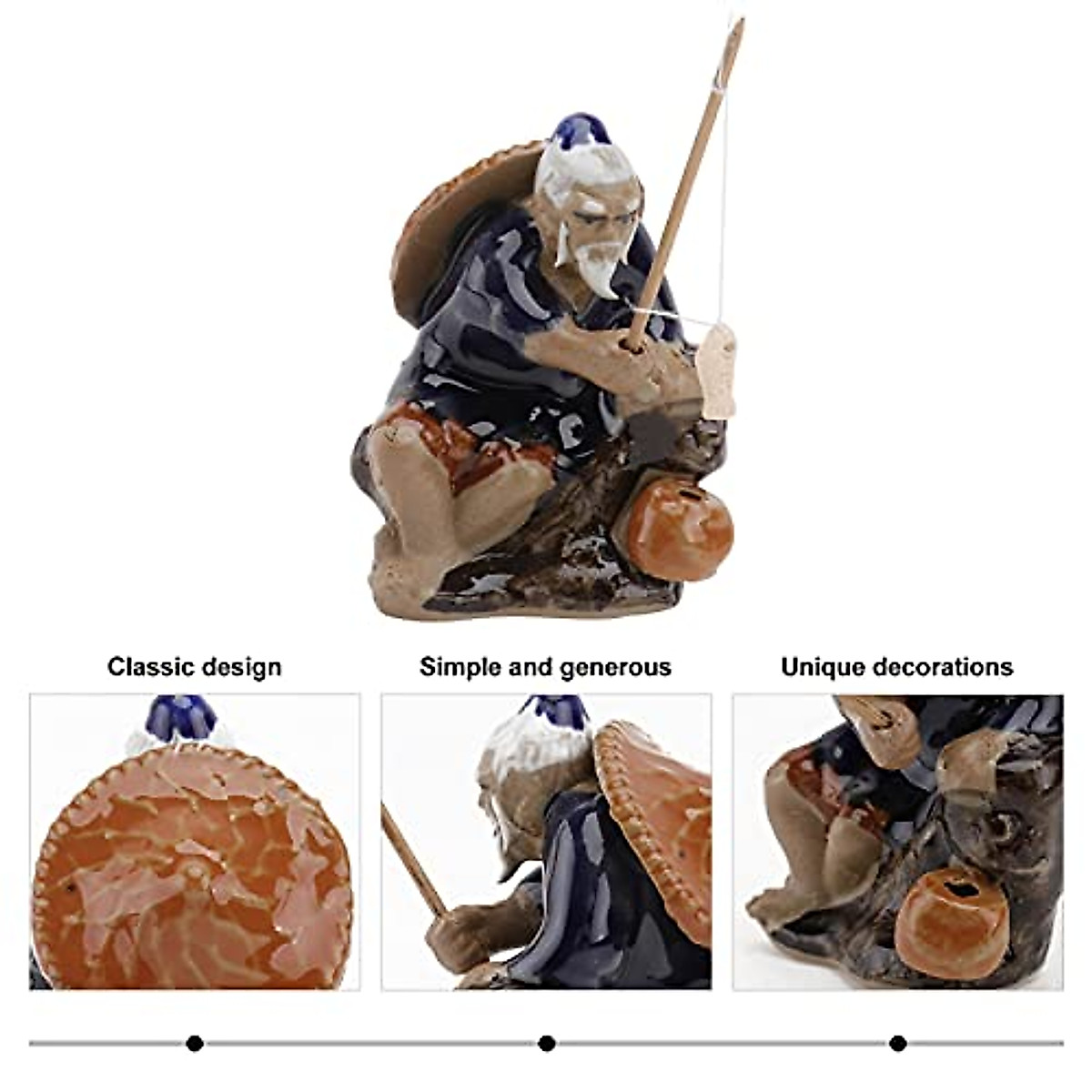 1pc Fisherman Ornament Ceramics Shelf Shangshuishi Elder