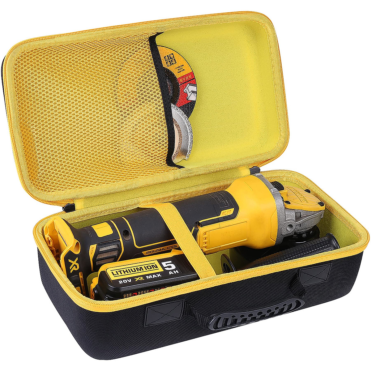 Hard Case for Dewalt 20v/60v Max XR Battery and Charger + DEWALT 20V MAX Angle Grinder Tool