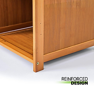 Magshion Bamboo 5-Tier Open Shelf Bookcase, 12" L x 12" W x 49.5" H Brown 5 Cube Organizer Floor Standing Display Storage Shelves Collection Decor Furniture for Home Office Classroom