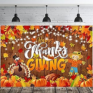 Happy Thanksgiving Background - Thanksgiving Banner Decoration Fall Pumpkin Turkey Maple Leaf Fall Party Decorations Thanksgiving Photography Background