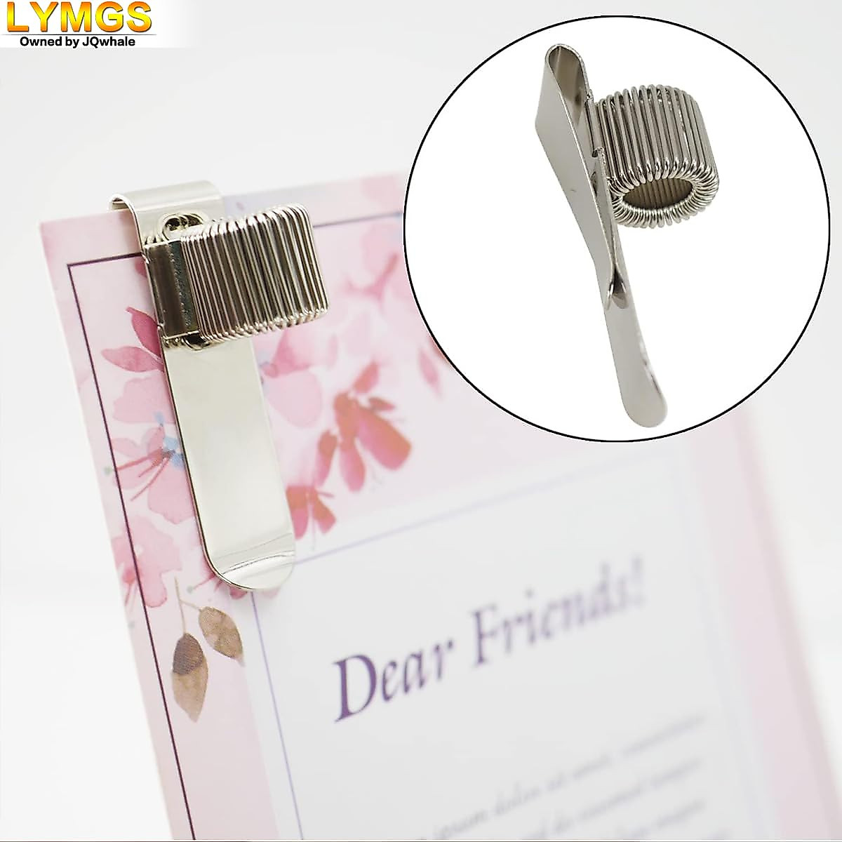 LYMGS Universal Stainless Steel Pen Holder, Silver Matel Clip with Spring Fits for Clipboard Notebook, 3 Pack