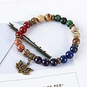 Bivei Chakra Beaded Bracelets for Women - 8mm Bead 7 Chakra Crystal Healing Bracelet with Real Stones Anxiety Meditation Yoga Gemstone Jewelry