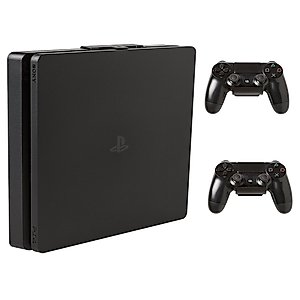 HIDEit Mounts 4S Bundle, Wall Mounts for PS4 Slim and Controllers, Steel Wall Mount for PlayStation 4 Slim and 2 Controller Mounts to Safely Store Your PS4 Slim and PlayStation Controller