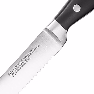 HENCKELS Forged Accent Razor-Sharp 5-inch Serrated Utility Knife, Tomato Knife, German Engineered Informed by 100+ Years of Mastery,Black