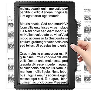 5X Large Page Magnifying Glass for Reading, Full-Page Viewing Area Magnifier Handheld Lightweight Magnifier for Reading Seniors and Low Vision Person Silver