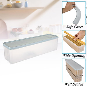 LDXDRU Pasta Storage Containers with Lids Set of 8, Spaghetti Container Storage, Plastic Pasta Storage, Stackable Spaghetti Noodle Container for House, Kitchen, Pantry & Refrigerator, 12 x 3 x 3 In