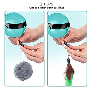 FunPetz Interactive Cat Toys for Indoor Cats - Automatic 2-in-1 Feather Cats Toys for Endless Play - Electronic Kitten Toys with Smart Shut-Off - Robotic Pet Toys with Feather Replacements