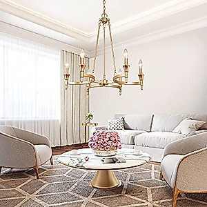 classy leaves Chandeliers for Dining Rooms, Chandeliers Modern, 6 Light Gold Chandelier Light Fixture for Living Room, Bedroom, 25" W x 25" L x 26.8" H