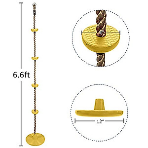 Heavy Duty Plastic Tree Swing,Disc Rope Swing with Leg Protectors,Additions & Replacements for Outdoor Tree Backyard Playground Swing (Yellow)
