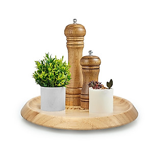 MinBoo 9" Bamboo Lazy Susan Organizer Kitchen Turntable for Cabinet Pantry Table Organization
