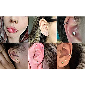 GAGABODY Septum Jewelry Daith Earrings with Clear CZ 316L Surgical Steel Nose Hoop 7mm Lip Ring 20g Clicker Hoop Piercing Rings Rook Conch Earring Silver Lobe Piercing Jewelry