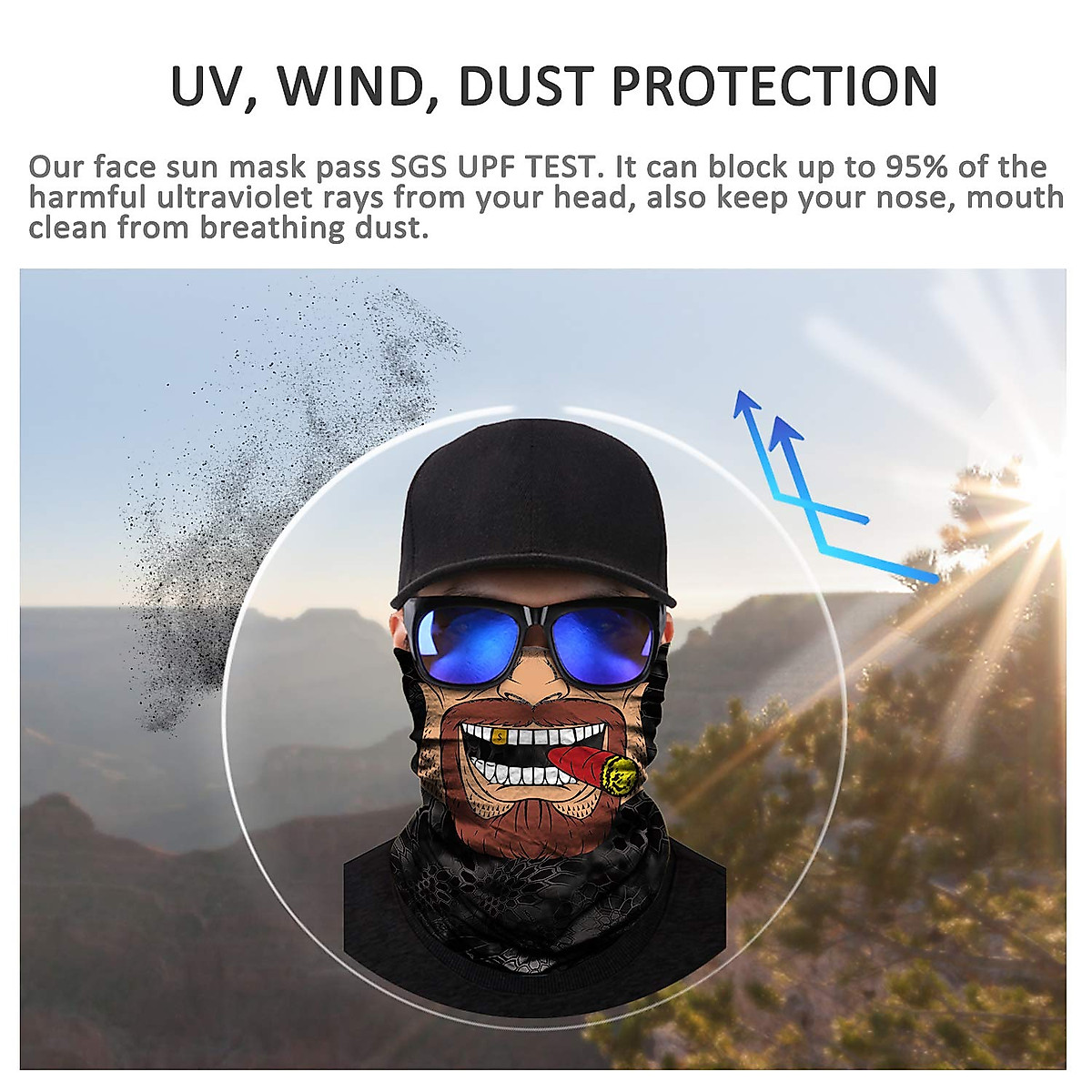 JOEYOUNG Skull Face Mask UV Sun Dust Neck Gaiter Bandana Headwear Motorcycle