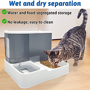 Apatal Gravity Automatic Cat Feeder Set, 2 in 1 Gravity Pet Food and Water Bowl Set All-in-One Auto Puppy Supply Feeding Watering Supplies for Small Medium Indoor Dogs Cats Pets(Grey)