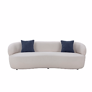 kevinplus 86.6'' Boucle Curved Sofa Couch Cloud Sofa Couch for Living Room, Contemporary Modern Upholstered Sectional 3-Seat Sofa Couch for Apartment Bedroom Office Small Space, Cream White