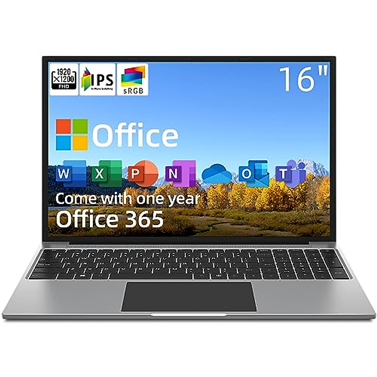 jumper Laptop, Quad-Core Intel Celeron CPU, 4GB RAM 128GB EMMC, 16“ FHD IPS 1920x1200 Screen, Windows 11 Laptop Computer with Office 1-Year Subscription, 4 Speakers, 2.4/5G WiFi, Expandable 1TB SSD.