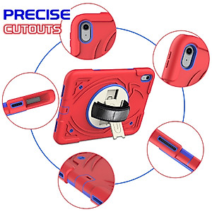 AVAWO Kids Case for iPad 10th Generation 10.9 Inch 2022, iPad 10.9 Cover, [Tempered Glass Film] [Shoulder Strap] [360°Rotating] Kickstand Shockproof Kids Child Case for iPad 10th Gen 10.9" 2022, Red