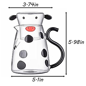 Cow Carafe Pitcher Cow Water Pitcher with Cup Bedside Water Carafe Cow Glass Set Cow Pitcher Water Carafe with Glass Cup for Nightstand