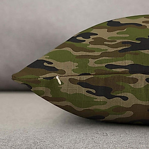 HOSNYE Military Camouflage Throw Pillow Cover Linen Fabric for Couch Bed Sofa Car Waist Cushion Cover 12 x 20 inch Pillow Case
