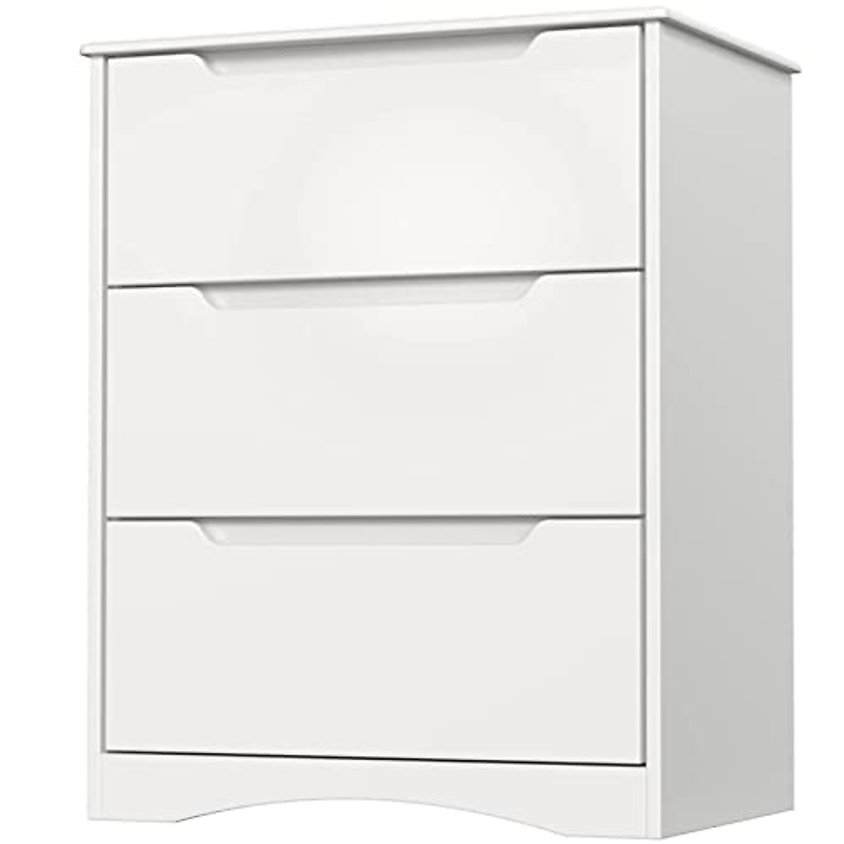 Gizoon 3 Drawers Chest, White Bedroom Drawer Dresser and Organizer with Large Storage Capacity, Embedded Handle, and Sturdy Anti-tripping Device, Modern Design Cabinet for Hallway, Office, Living Room