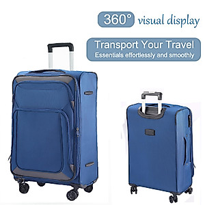 Pianeta Softside Luggage Sets With Spinner Wheels, Softshell Lightweight Suitcase With Expandable And TSA Lock, 3pcs Set (blue)