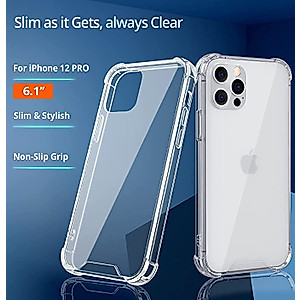 Orase Ultra Clear Cases Designed for iPhone 12 Case & iPhone 12 Pro Case [Non-Yellowing] Protective Slim Phone Case with Shockproof Air Bags, 2020 (Crystal Clear)